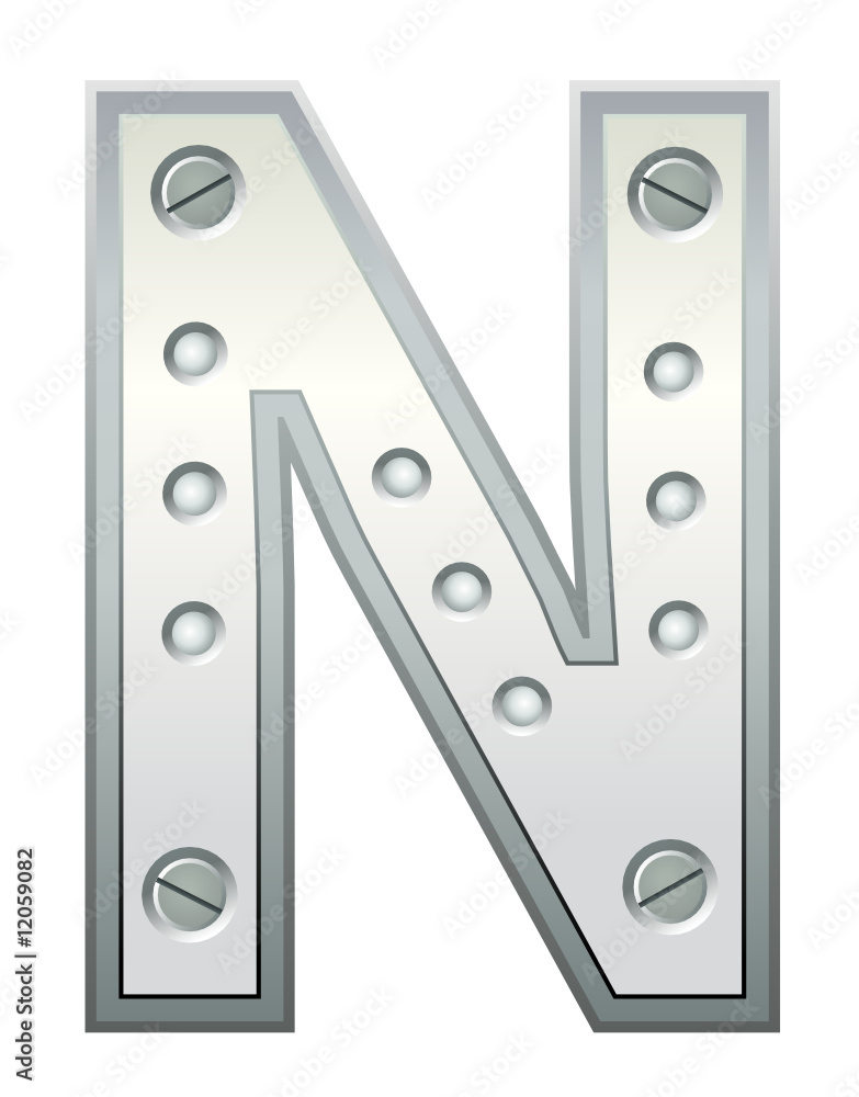 Metallic letter with rivets and screws Stock Vector | Adobe Stock