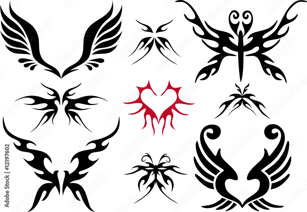 tattoo design set, vector vector de Stock | Adobe Stock