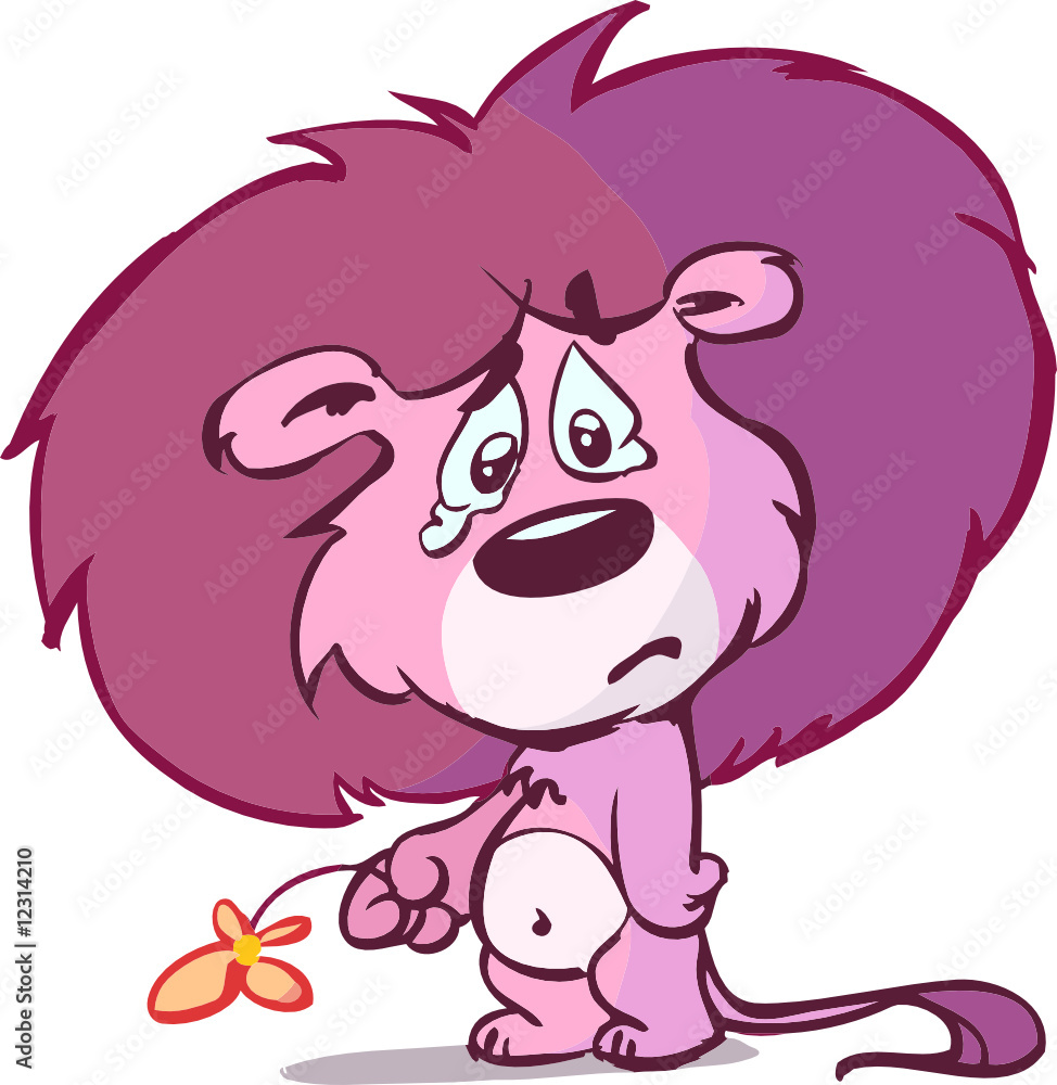 Sad little lion in love Stock Vector | Adobe Stock