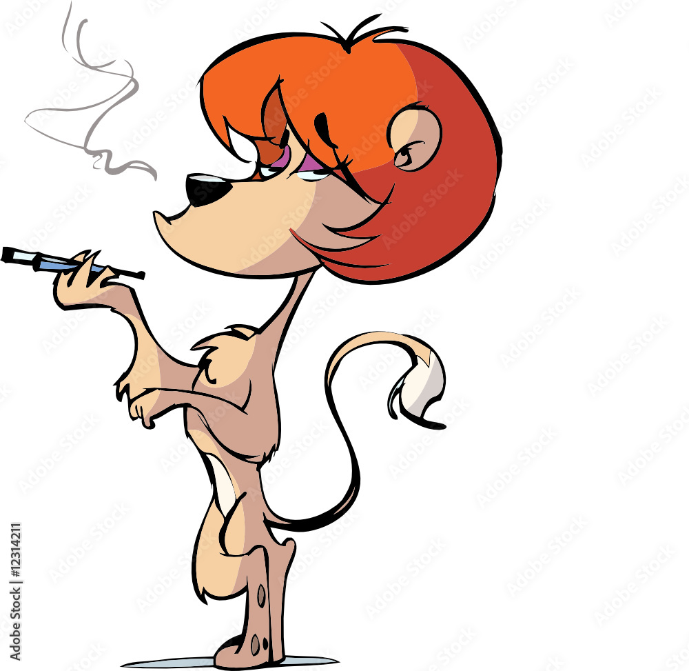 Female lion smoking a cigarette Stock Vector | Adobe Stock