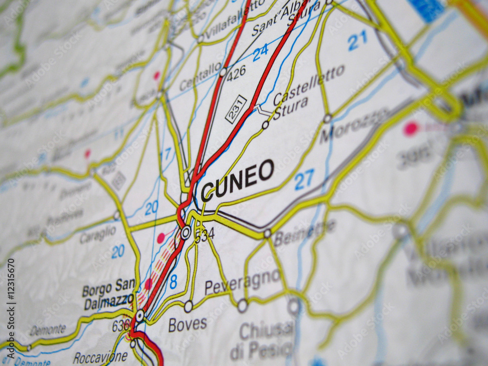 cartina cuneo Stock Photo | Adobe Stock