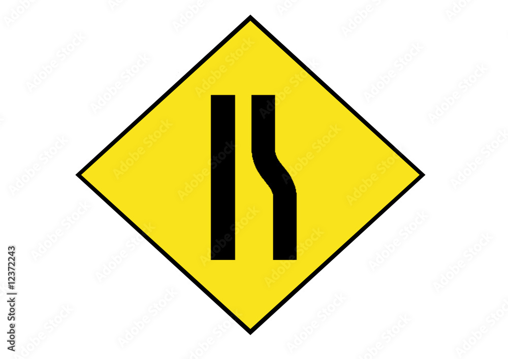 Road Narrows Sign
