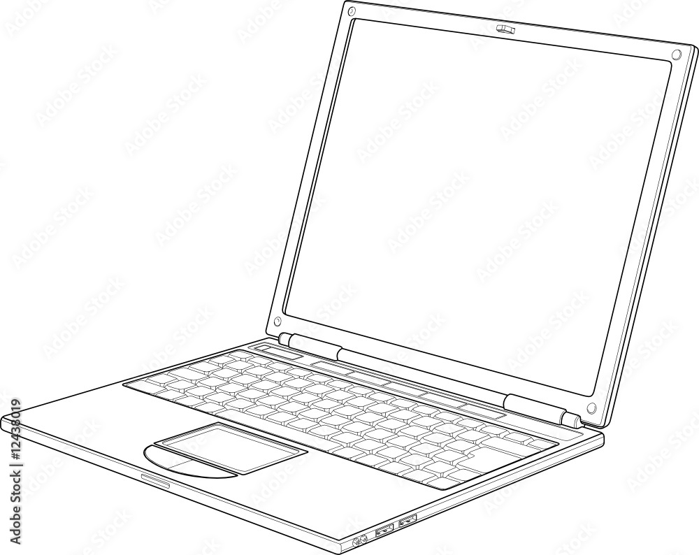 Laptop outline vector illustration Stock Vector | Adobe Stock