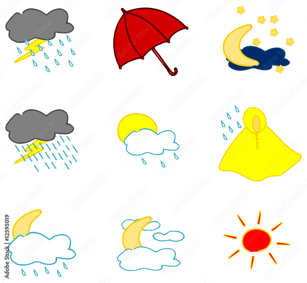 Wetter Symbole - Set 3 Stock-Vektorgrafik | Adobe Stock