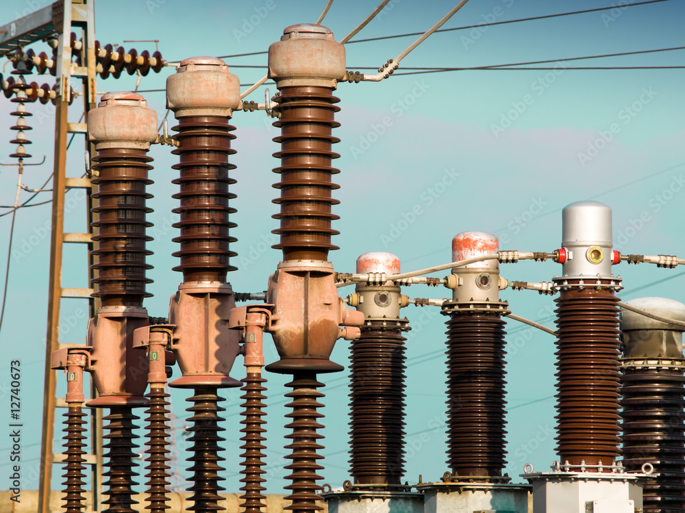 Electrical Substation Insulators Stock Photo | Adobe Stock