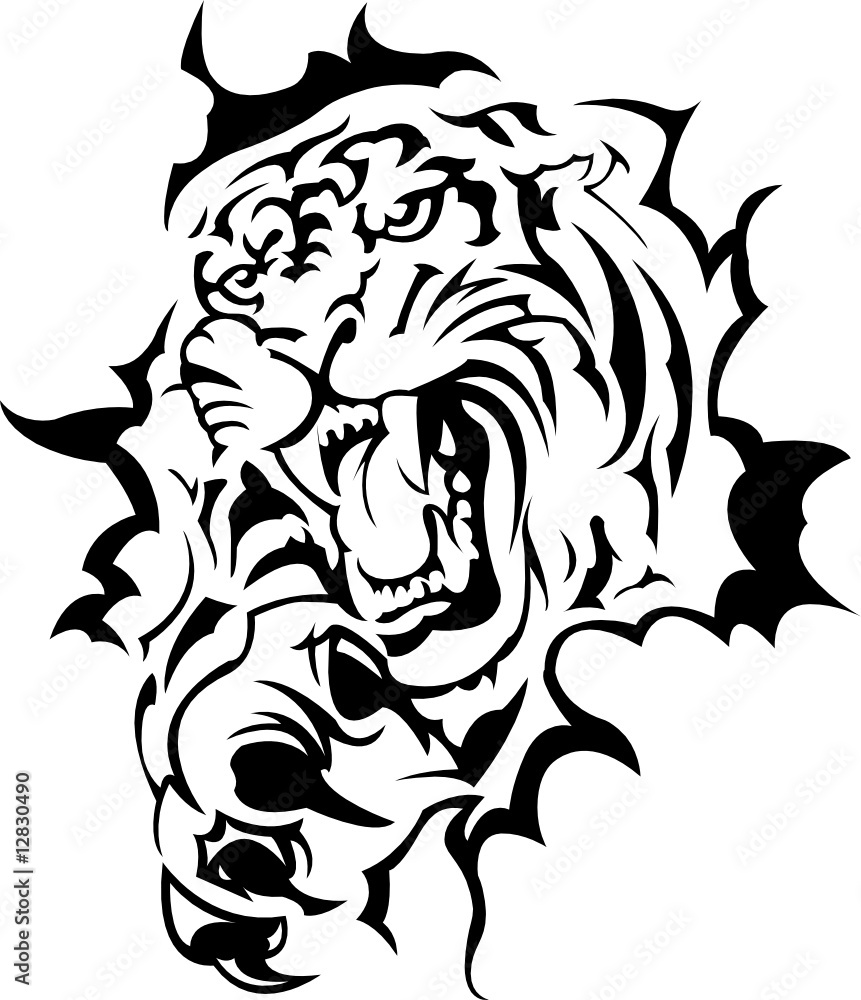 Roaring Tiger Stock Vector | Adobe Stock
