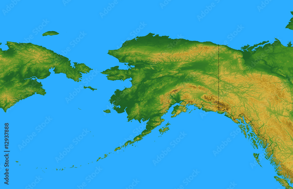 Alaska Map with Sibera and Bering Sea Stock Illustration | Adobe Stock