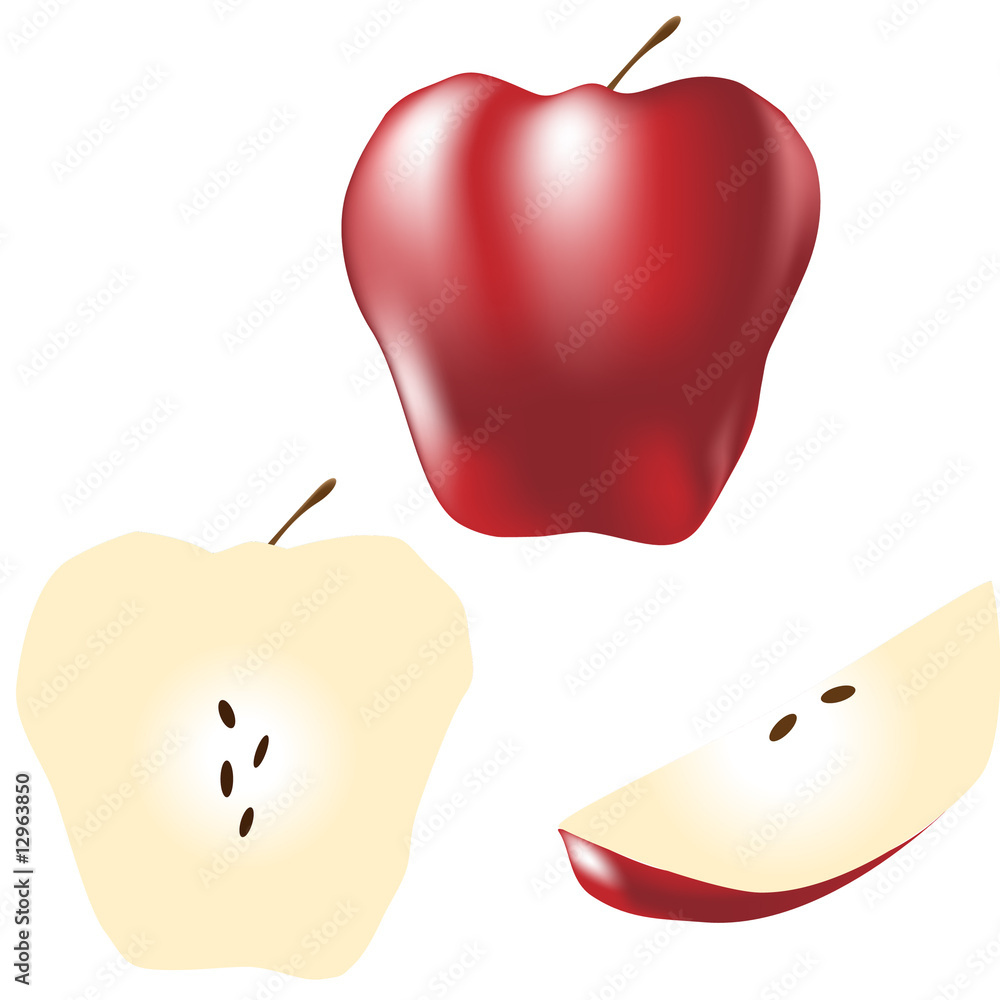 Whole apple, slice, and wedge - vector illustration Stock Vector ...