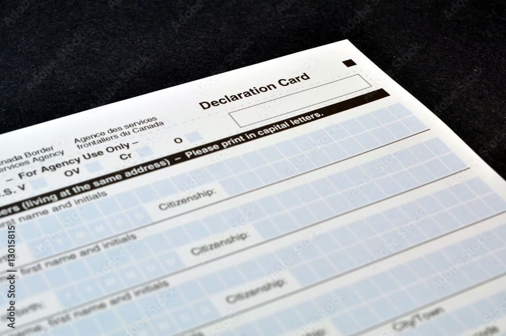Canadian Customs declaration card Stock Photo | Adobe Stock Canadian Customs declaration card Stock Photo | Adobe Stock