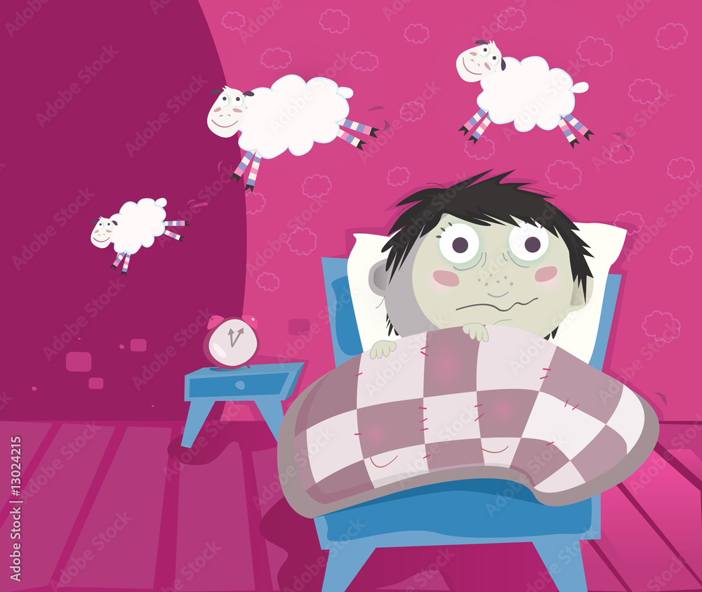 Counting sheep. Vector Illustration. Stock Vector | Adobe Stock