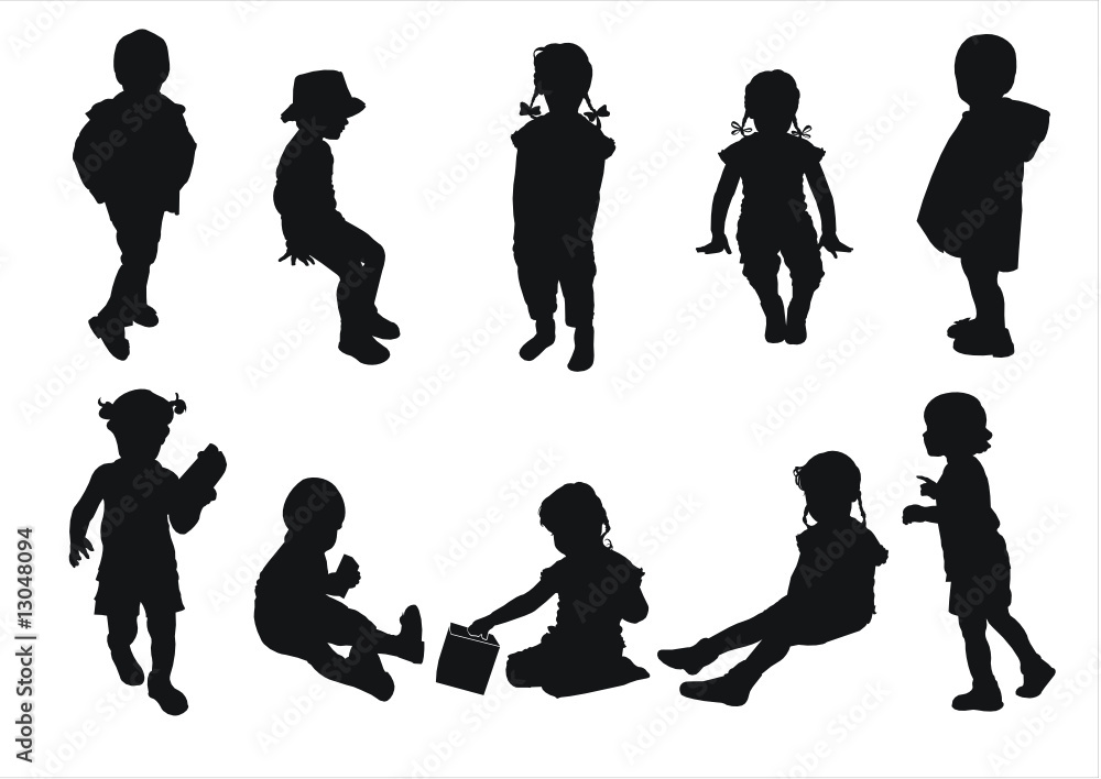 KIDS SILHOUETTES Stock Vector | Adobe Stock