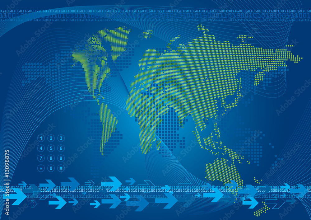 Abstract Pixel World Background with blends, arrows and digits Stock ...