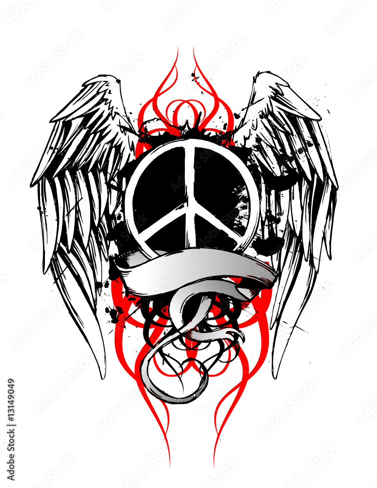 Peace Sign with Wings Stock Vector | Adobe Stock