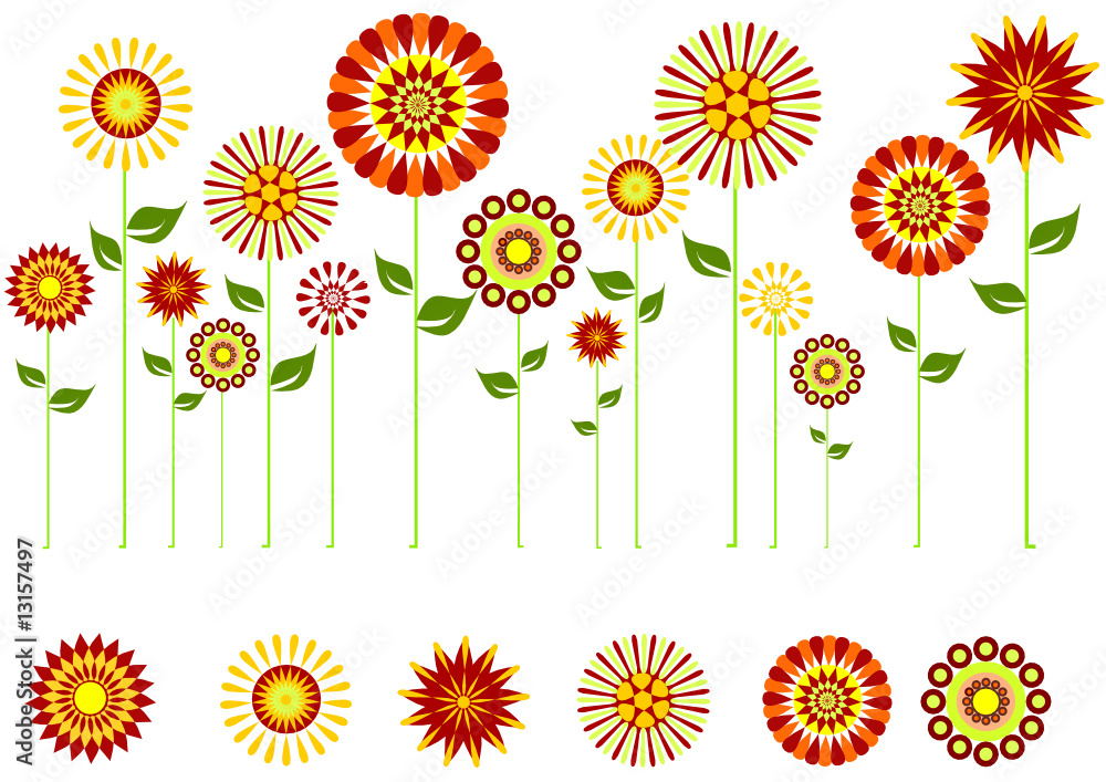 fleurs stylisées Stock Vector | Adobe Stock