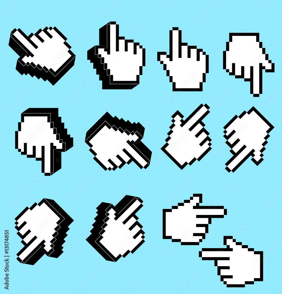 Vector hand cursors for design. Stock Vector | Adobe Stock
