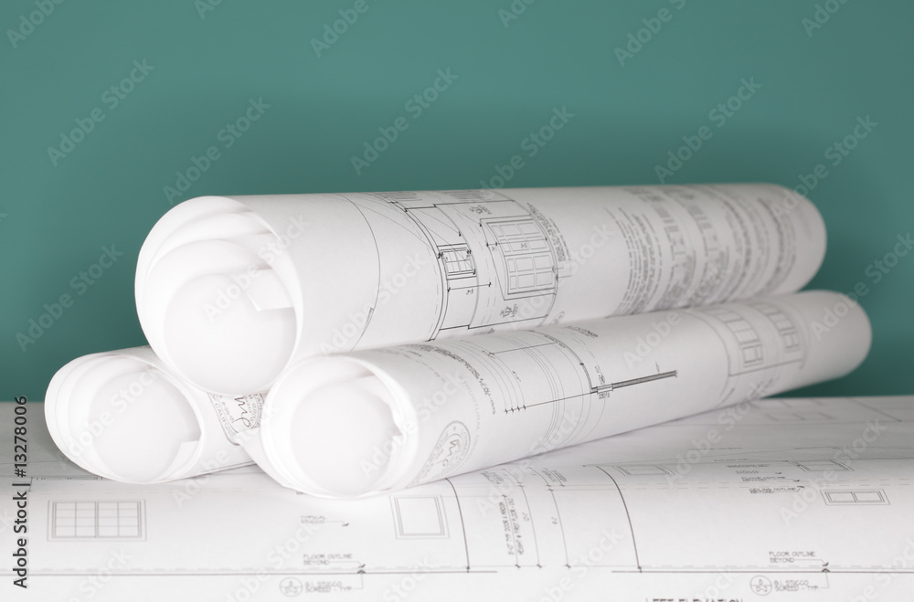 Rolls of blueprints Stock Photo | Adobe Stock