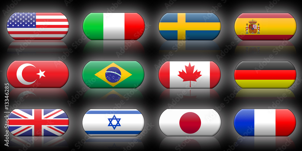 national flags on the black background Stock Vector | Adobe Stock