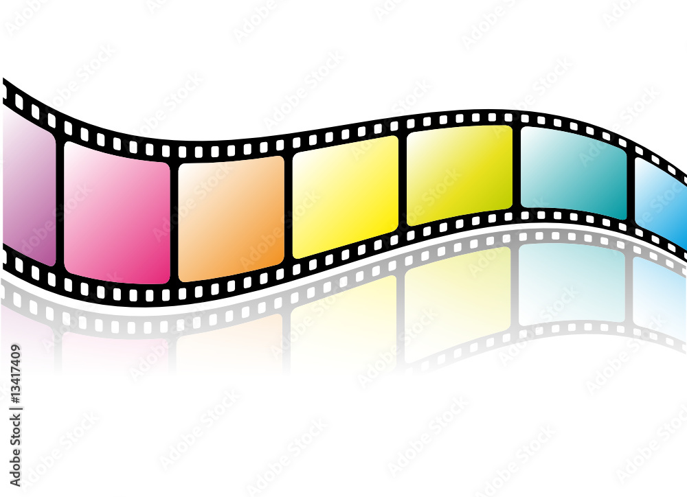 Colored film strip with reflection Stock Vector | Adobe Stock