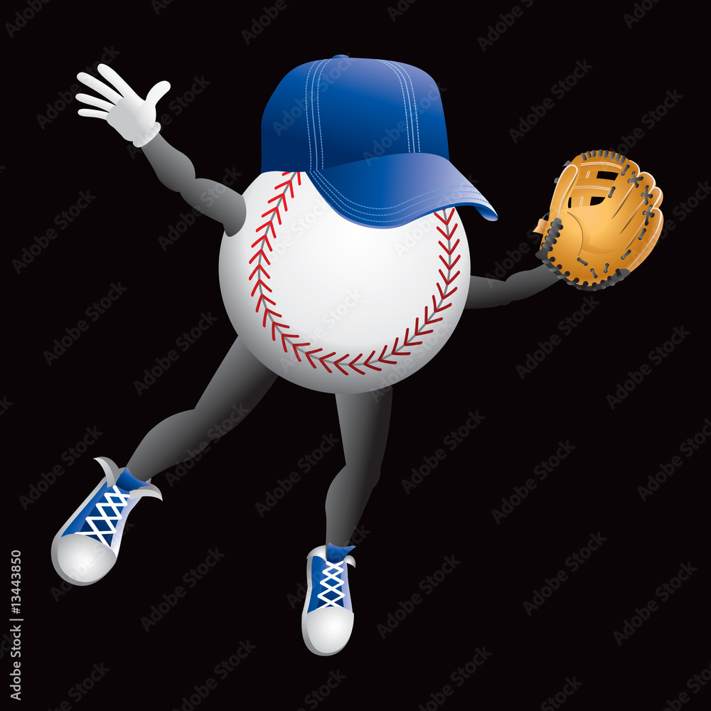 Baseball cartoon character with glove Stock Vector | Adobe Stock