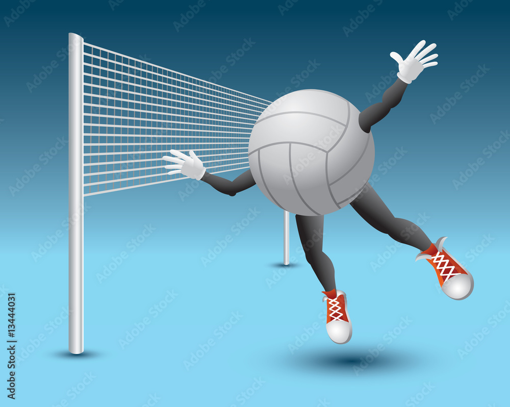 Cartoon Volleyball Player Blocking