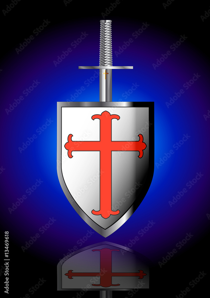 Silver sword and shield of Saint George Stock Vector | Adobe Stock
