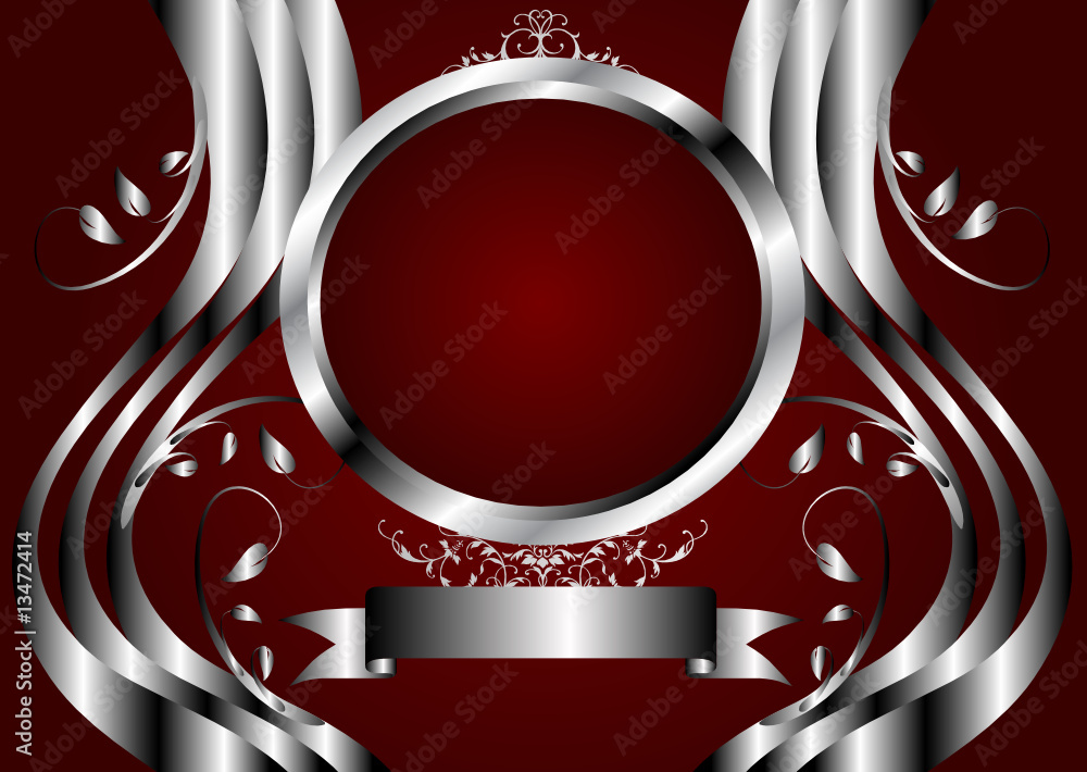 Silver and Maroon Floral Vector Background Template Stock Vector ...