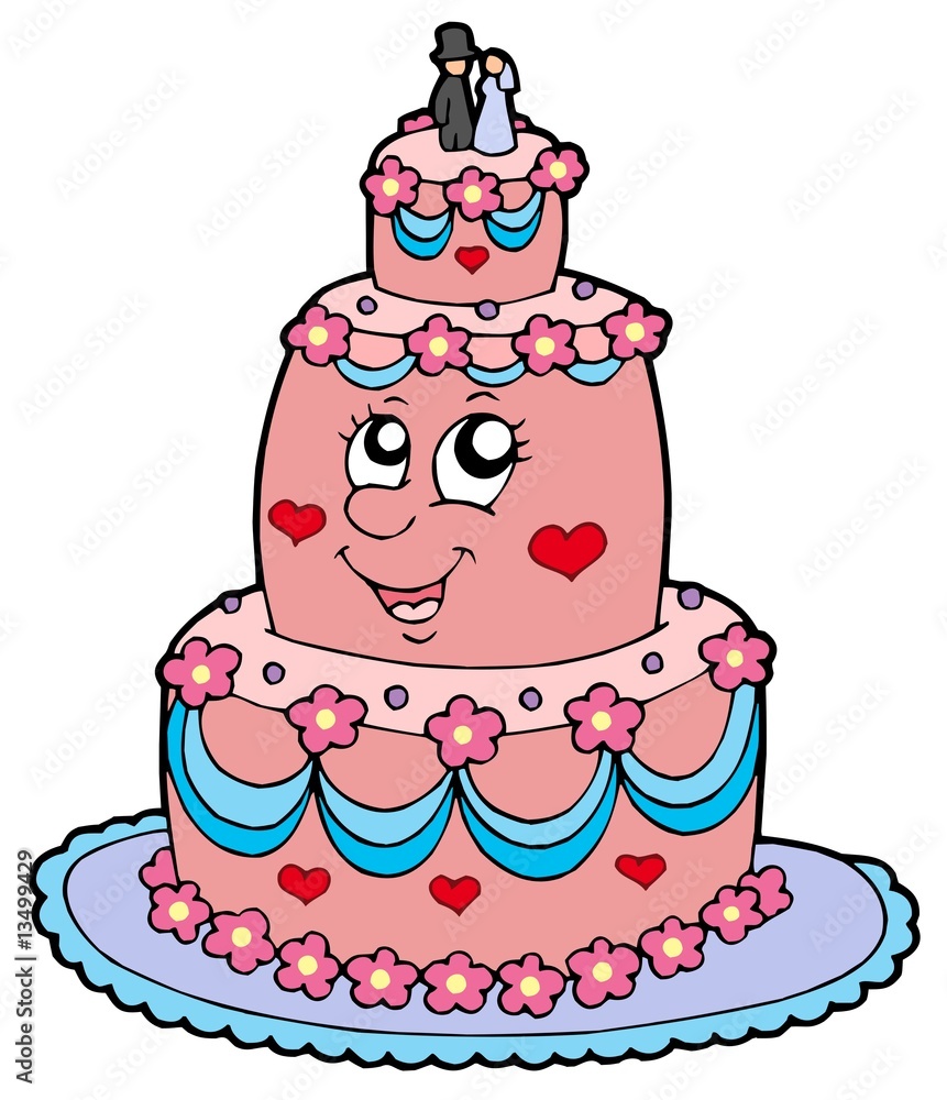 Cartoon wedding cake Stock Vector | Adobe Stock