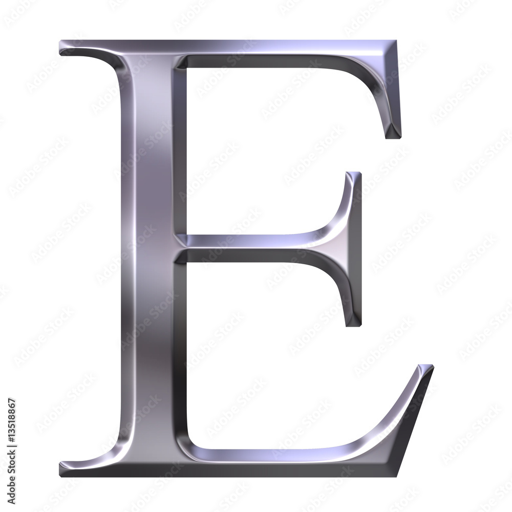 3D Silver Greek Letter Epsilon Stock Illustration | Adobe Stock