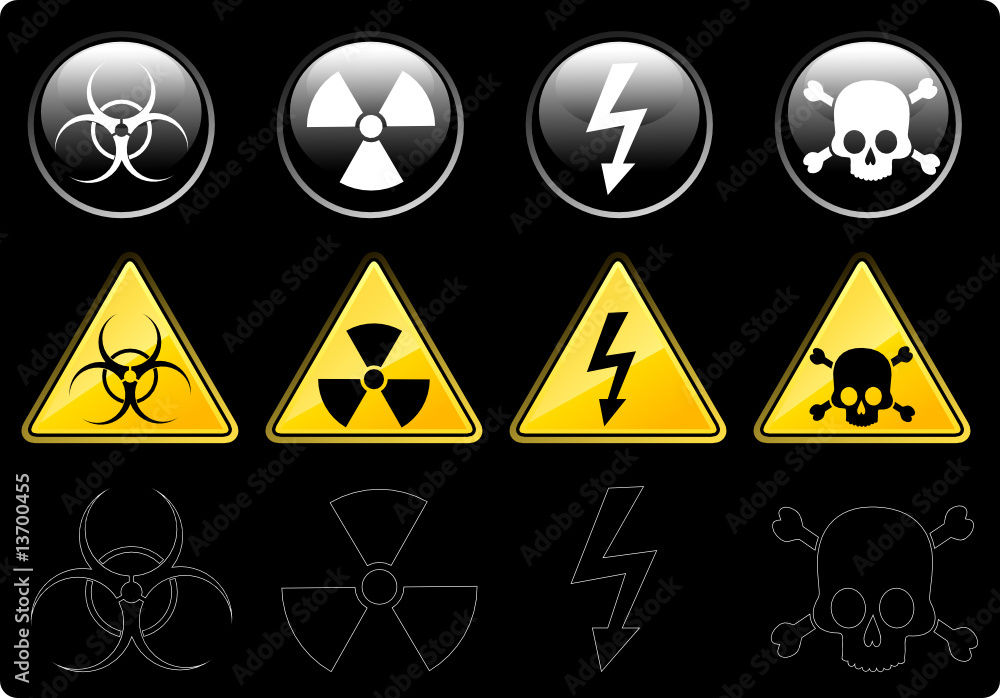 Set of icons of main warning symbols Stock Vector | Adobe Stock