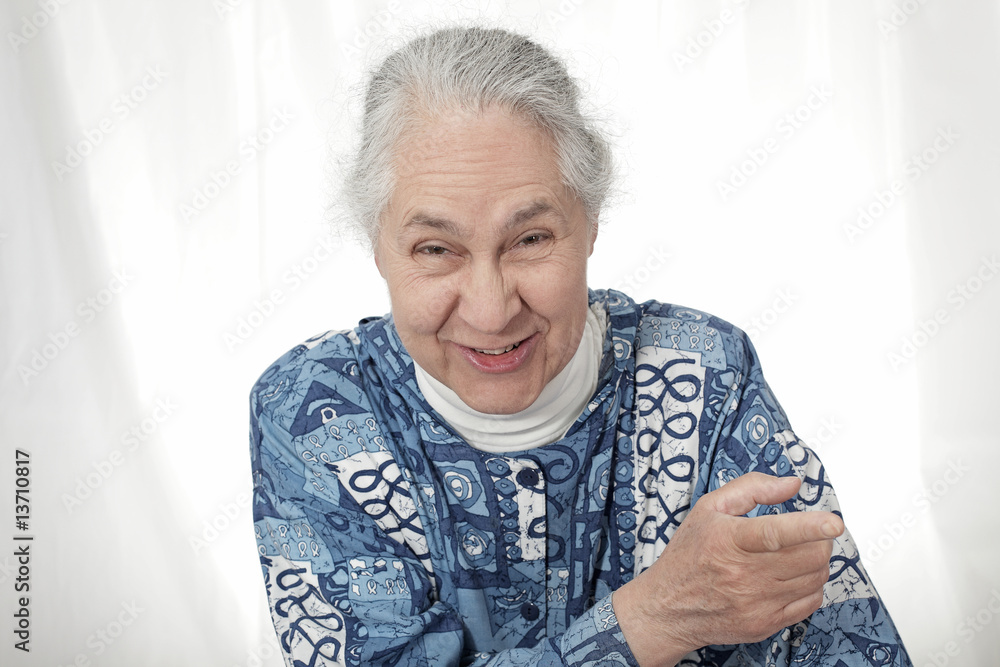 Old lady telling a story Stock-Foto | Adobe Stock