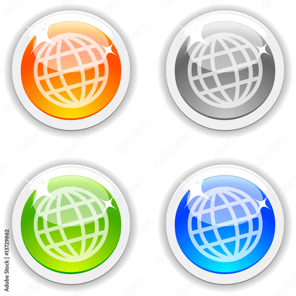 Earth realistic buttons. Vector illustration. Stock Vector | Adobe Stock