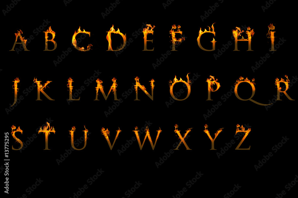 Letters on fire with one color background Stock Illustration | Adobe Stock