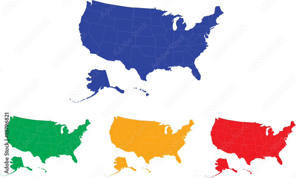Map of the USA (separeable borders and modifiable color) Stock Vector ...
