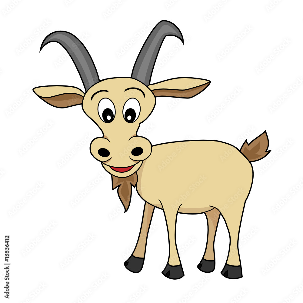 Cute Illustration of A Happy Looking cartoon goat Stock Vector | Adobe ...