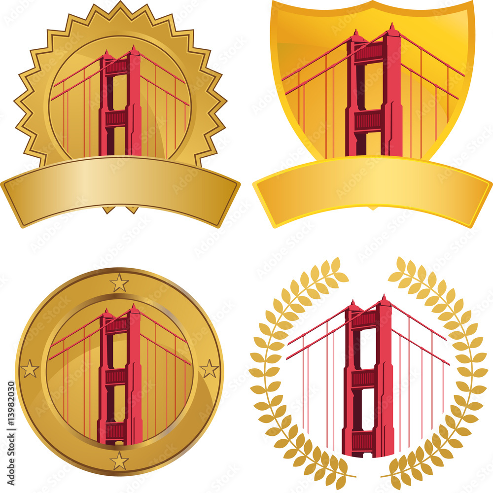 Golden Gate Bridge Set Stock Vector | Adobe Stock