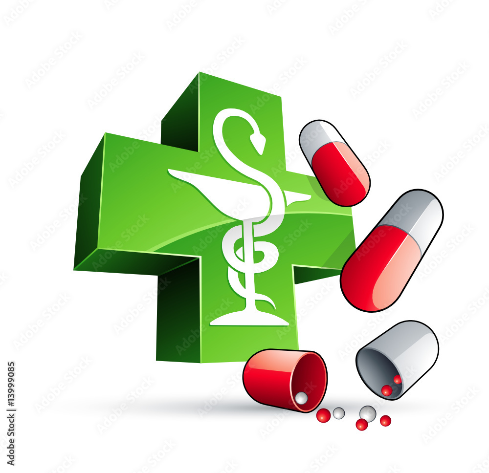 Vecteur Stock Caducée et médicaments | Adobe Stock