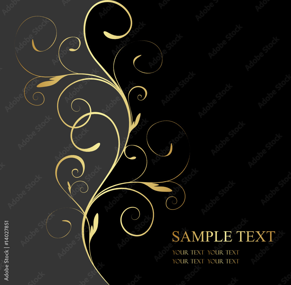 black and gold floral background Stock Vector | Adobe Stock