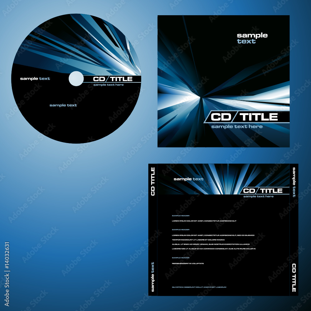 CD cover design with copy space, vector. Blue color. Stock Vector ...