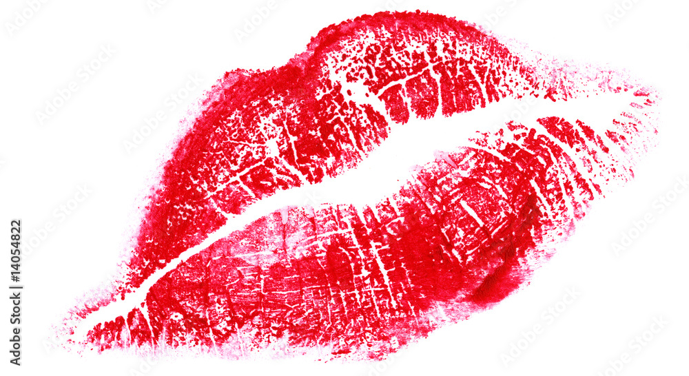 big red lips isolated on white Stock Photo | Adobe Stock