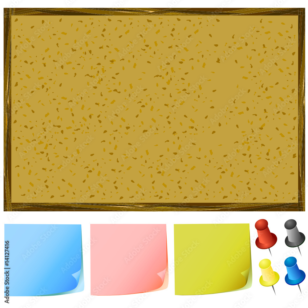 notice board and post-it notes, pins vector Stock Vector | Adobe Stock