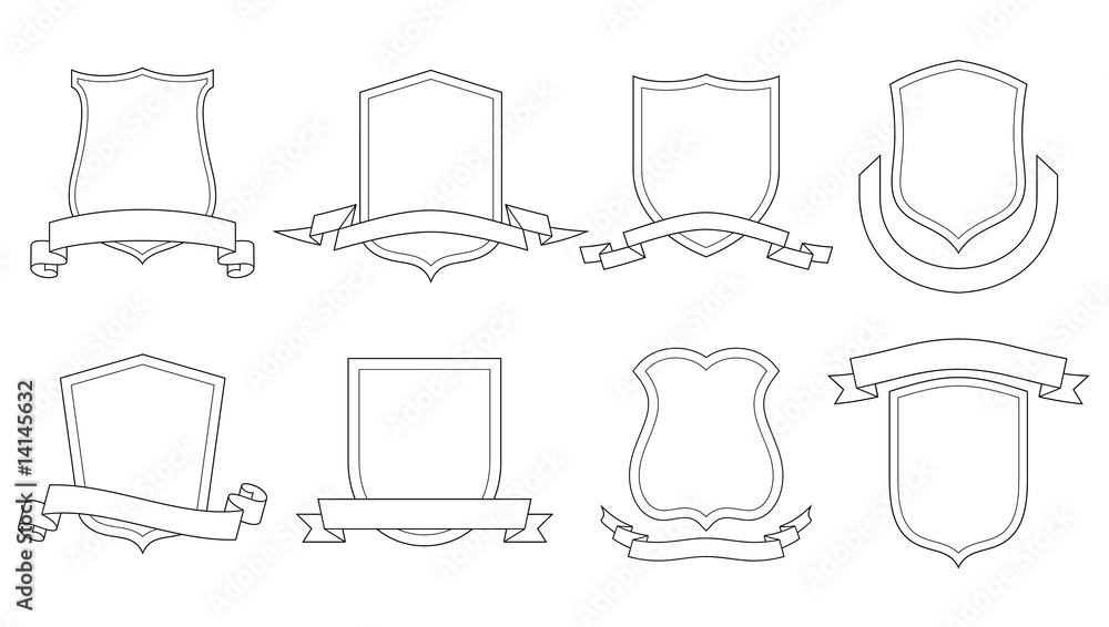 Set of vector emblems, crests, shields and scrolls Stock Vector | Adobe ...