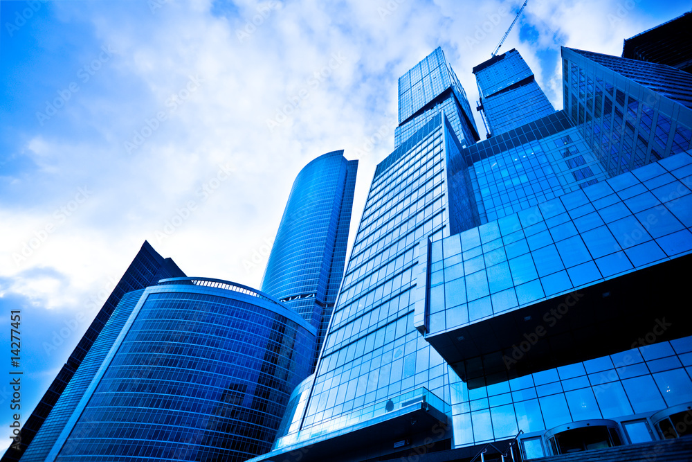 Dark blue skyscrapers Stock Photo | Adobe Stock
