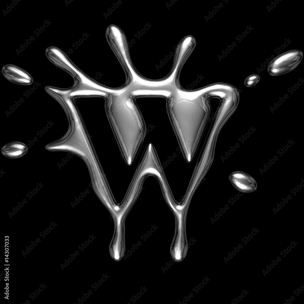 Liquid metal letter W - alphabet symbol Stock Illustration | Adobe Stock