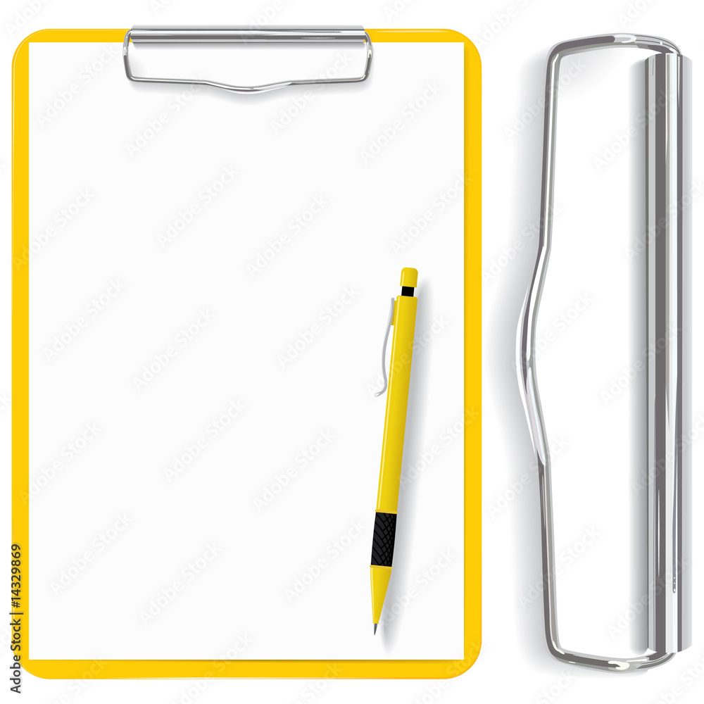 vector high detailed clipboard, paper sheet and pen(CMYK) Stock Vector ...