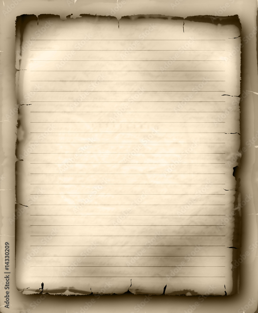 Sheet of old tattered ruled paper Stock Illustration | Adobe Stock