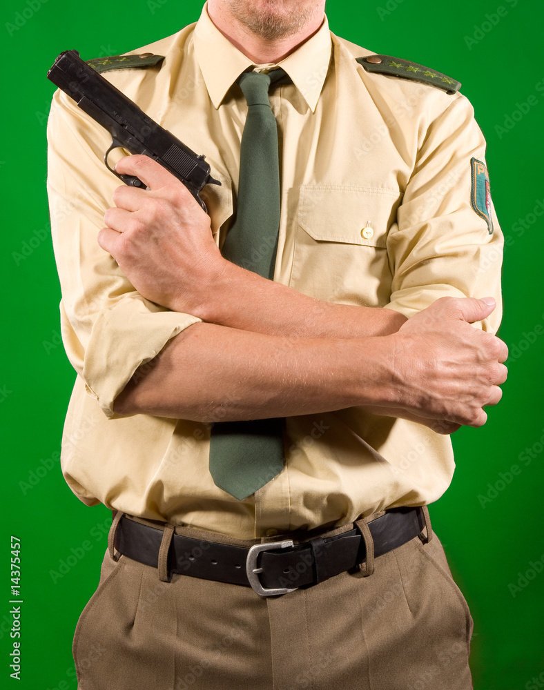 Polizist mit Waffe Stock Photo | Adobe Stock
