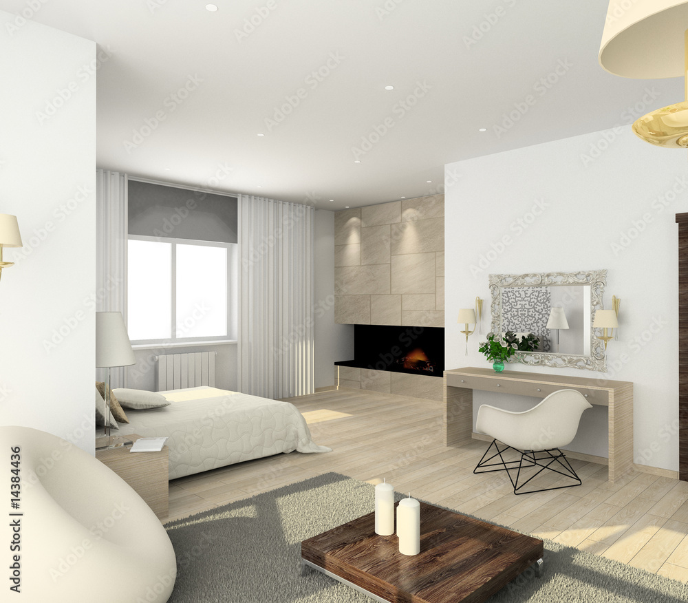 Modern interior. 3D render Stock Illustration | Adobe Stock