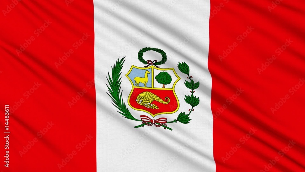 Peruvian flag, with real structure of a fabric Stock Video | Adobe Stock