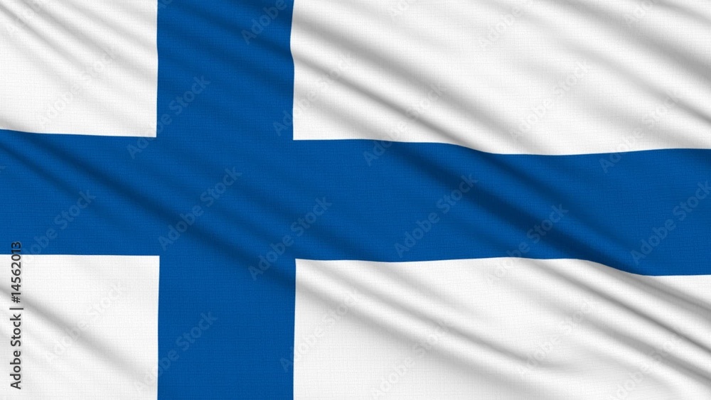Finnish Flag, with real structure of a fabric Stock Video | Adobe Stock
