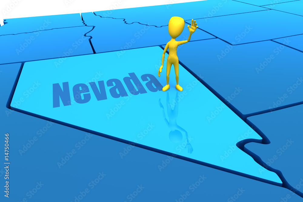 Nevada state outline with yellow stick figure Stock Illustration ...